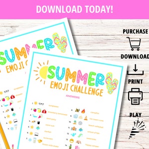 Emoji Pictionary Game. Emoji Game, Emoji Challenge, Summer Games for ...