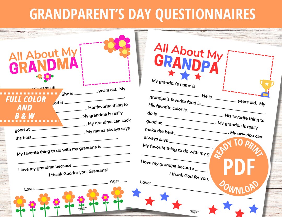Grandparents Day Gift, All About Grandma, All About Grandpa, Gift From ...