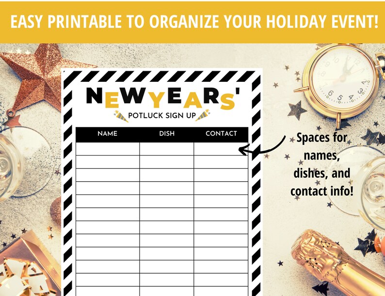 Sign up Sheet, Potluck Sign up Sheet, Holiday Potluck, Potluck Template ...