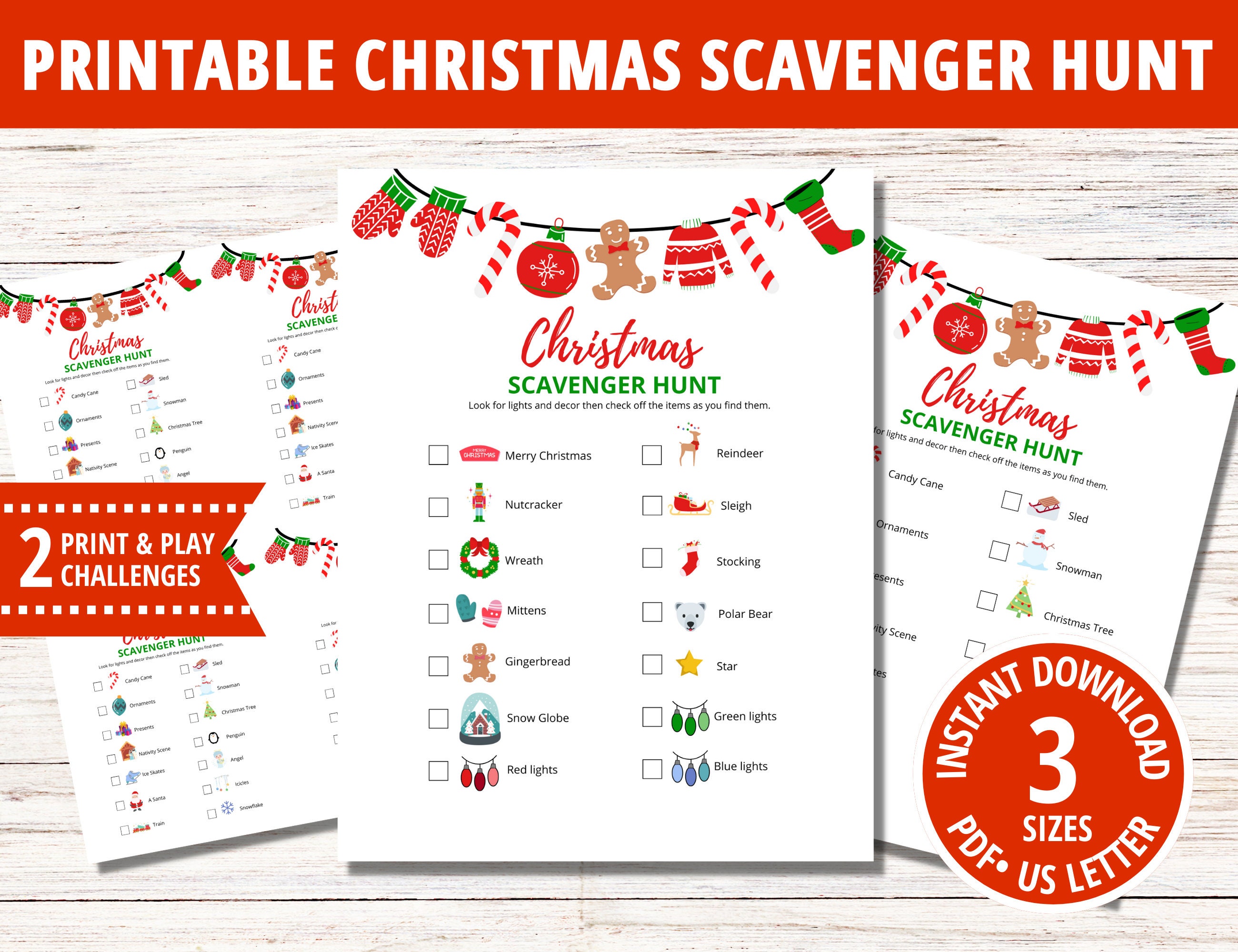 Outdoor Christmas Scavenger Hunt, Christmas Games, Christmas Printables ...