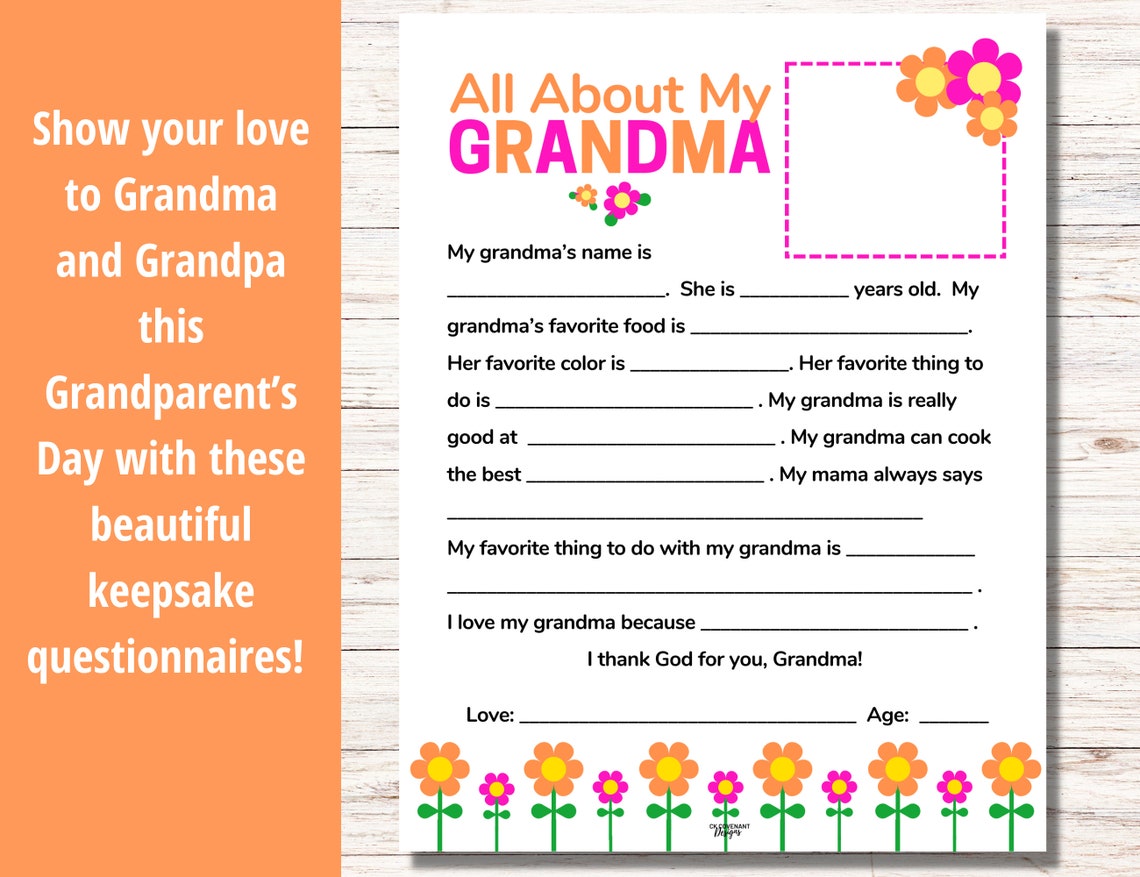 Grandparents Day Gift, All About Grandma, All About Grandpa, Gift From ...