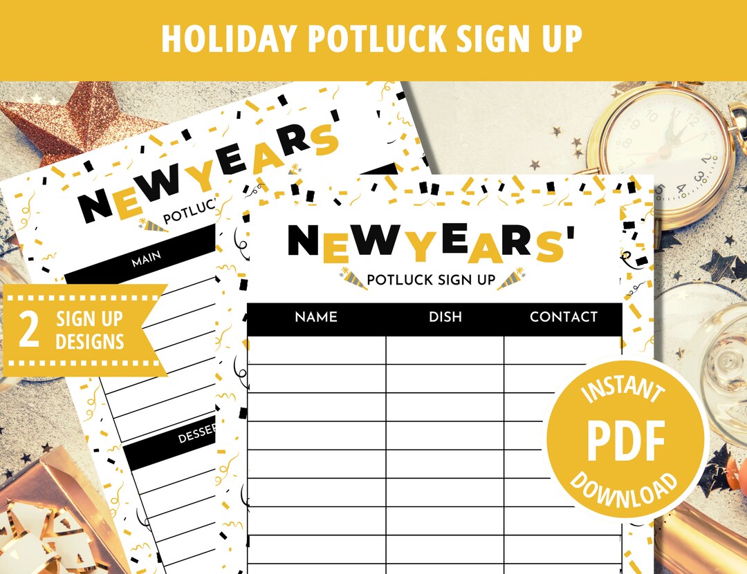 Sign up Sheet, Potluck Sign up Sheet, Holiday Potluck, Potluck Template ...