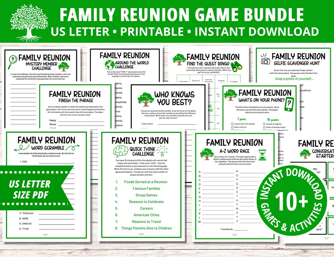 Family Reunion Game Bundle, Family Reunion Ideas, Printable Family ...
