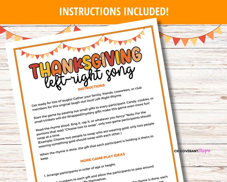 Thanksgiving Games Fun Left Right Game, Thanksgiving Party Games ...