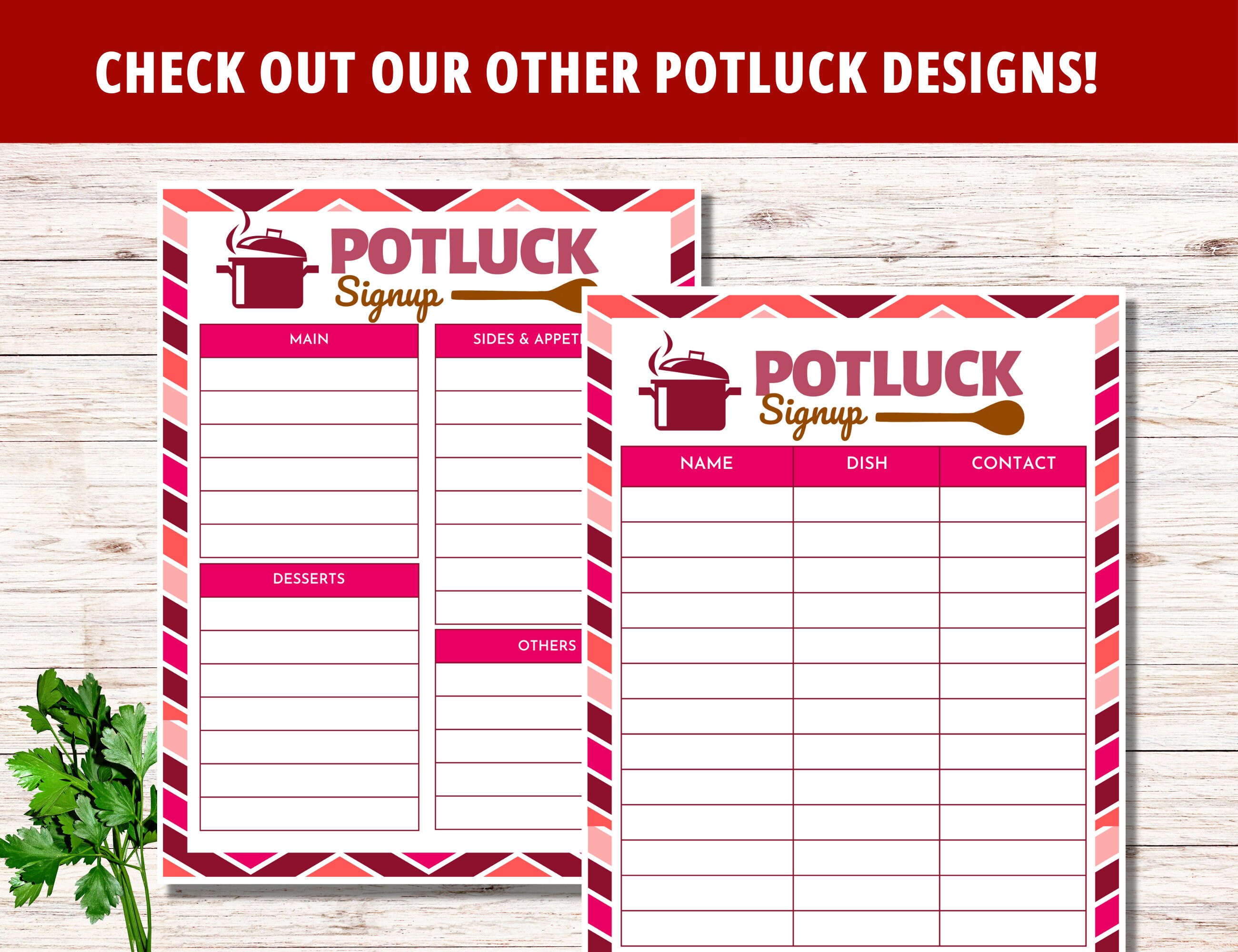 Sign up Sheet Potluck Sign up Sheet Holiday Potluck Potluck - Etsy