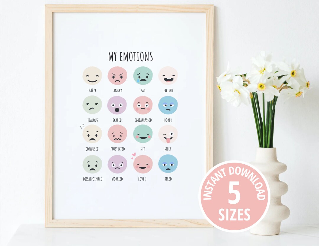 Feelings Chart, Mental Health Print, Pastel Classroom Decor ...