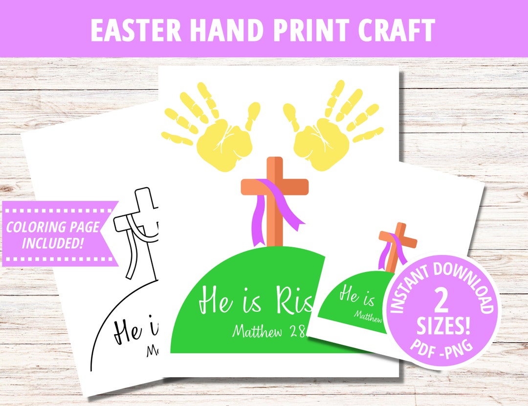 Easter Hand Print Art, He is Risen Christian Hand Print Art, Christian ...