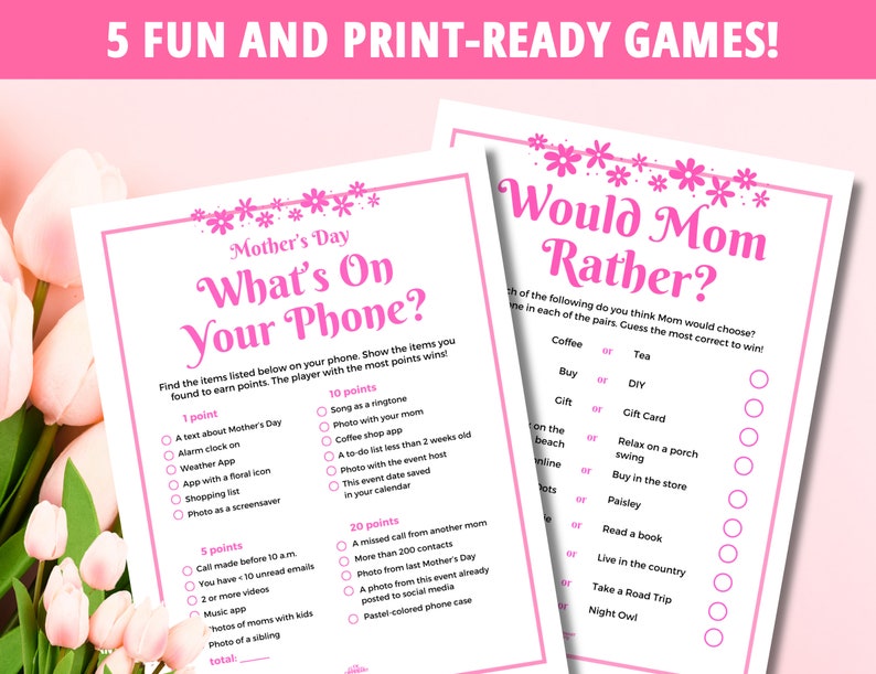 Mothers Day Game Bundle, Printable Mothers Day Games, Mothers Day Gift ...