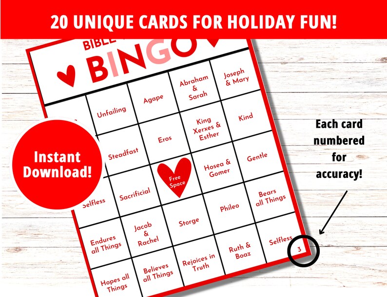 Bible Valentine's Bingo Bible Bingo Valentine's Day - Etsy