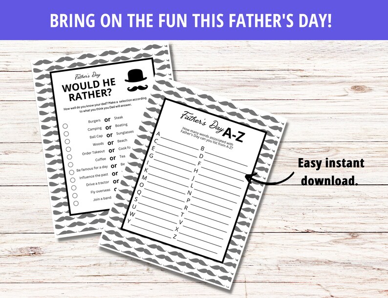 Printable Father's Day Game Bundle Family Game Night - Etsy
