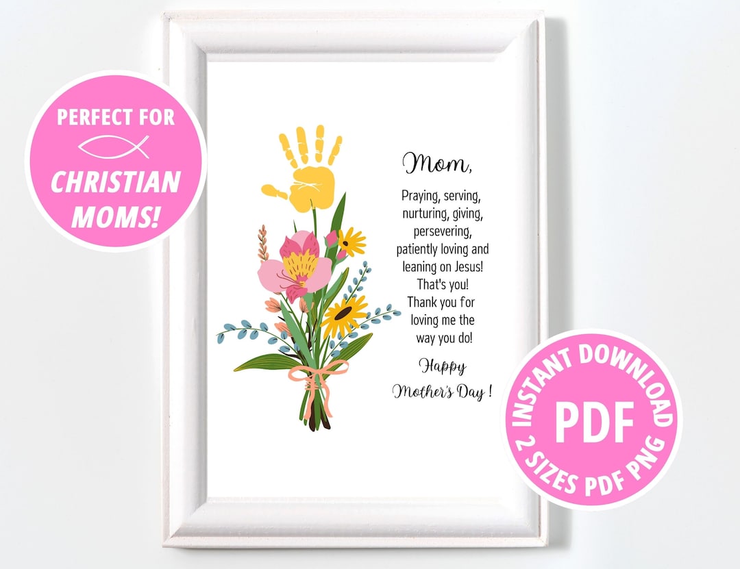 Handprint Flower, Mother's Day Gift, Sunday School, Gift for Christian ...