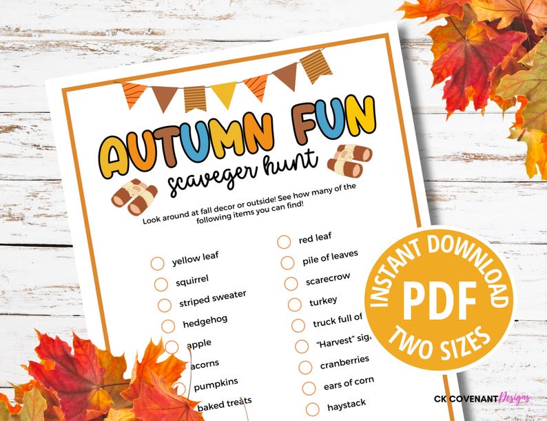 Fall Games, Harvest Games, Scavenger Hunt for Kids & Adults, Autumn ...