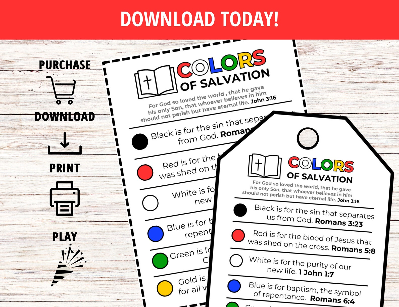 Colors of Salvation Card Bundle, Printable Gospel Card, Gospel Card ...