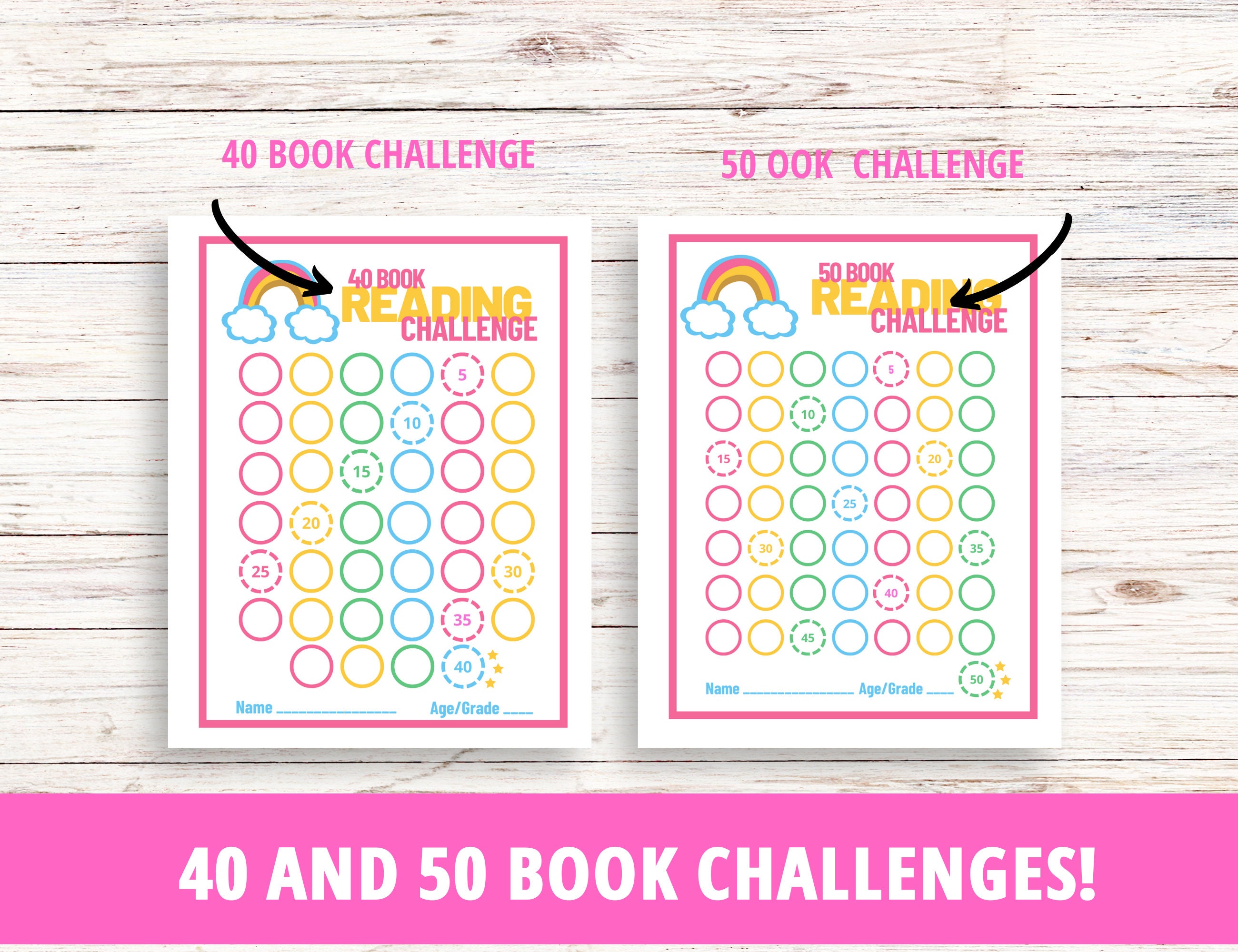 Reading Tracker Chart for Kids, Bright Rainbow Reading Challenge ...
