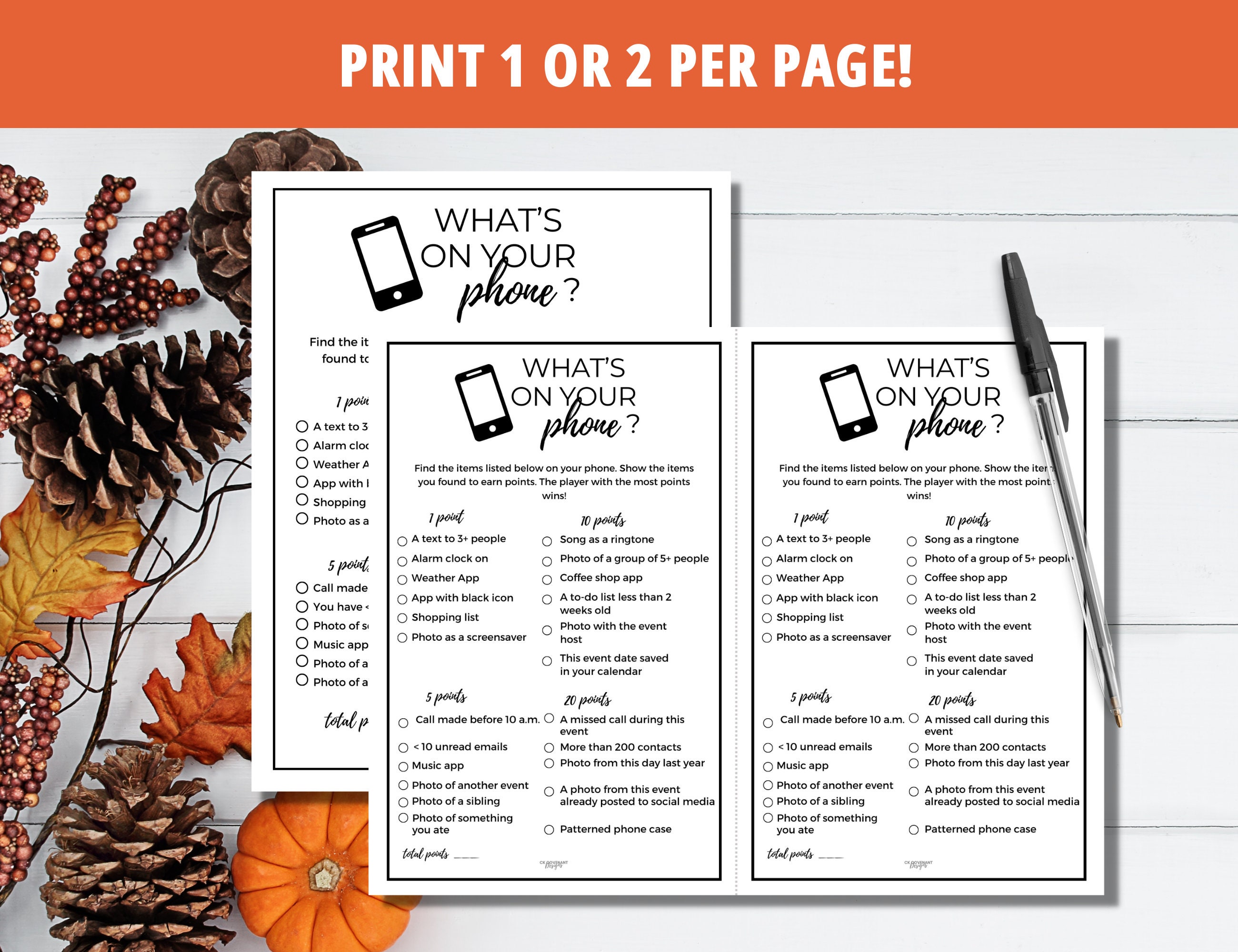 What’s on Your Phone Game, What’s in Your Phone Game, Printable Games ...