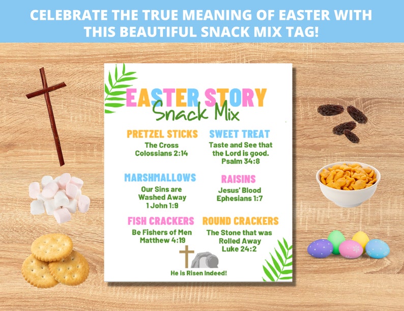 Easter Story Snack Mix, Easter Printable, Easter Story, Printable Tags ...