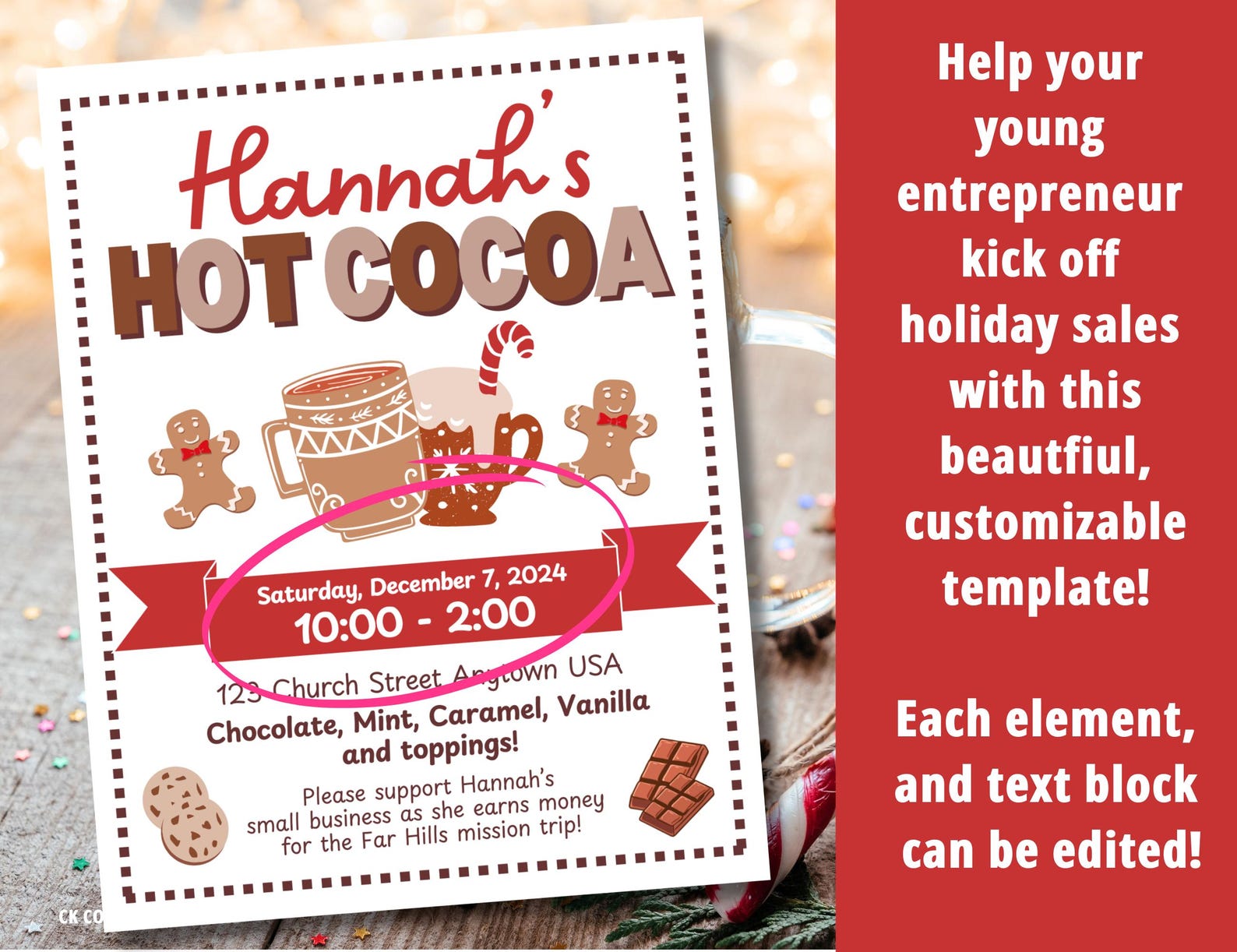 Hot Cocoa Flyer Template, Editable Hot Cocoa Bar Flyer Template, Hot ...