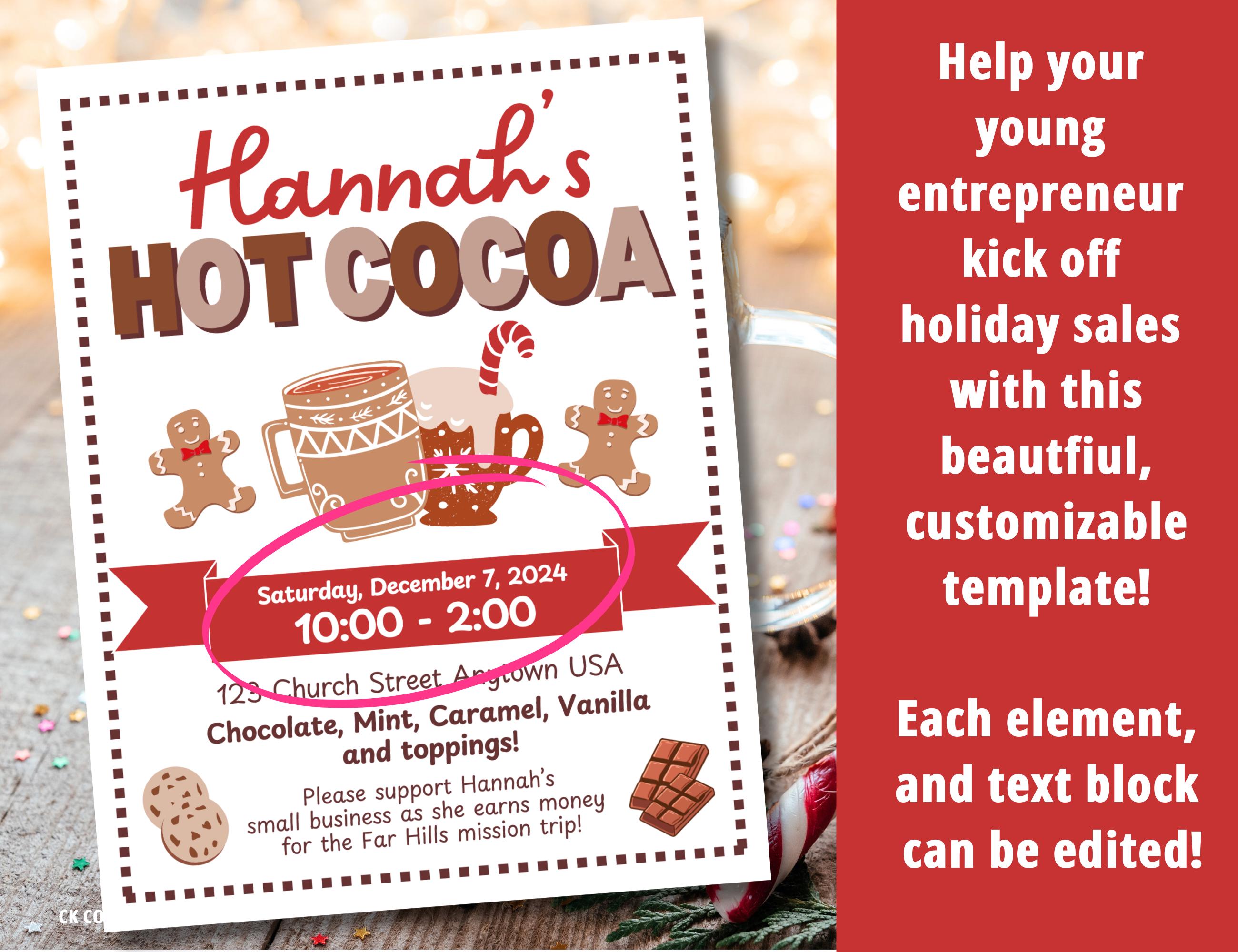 Hot Cocoa Flyer Template, Editable Hot Cocoa Bar Flyer Template, Hot ...