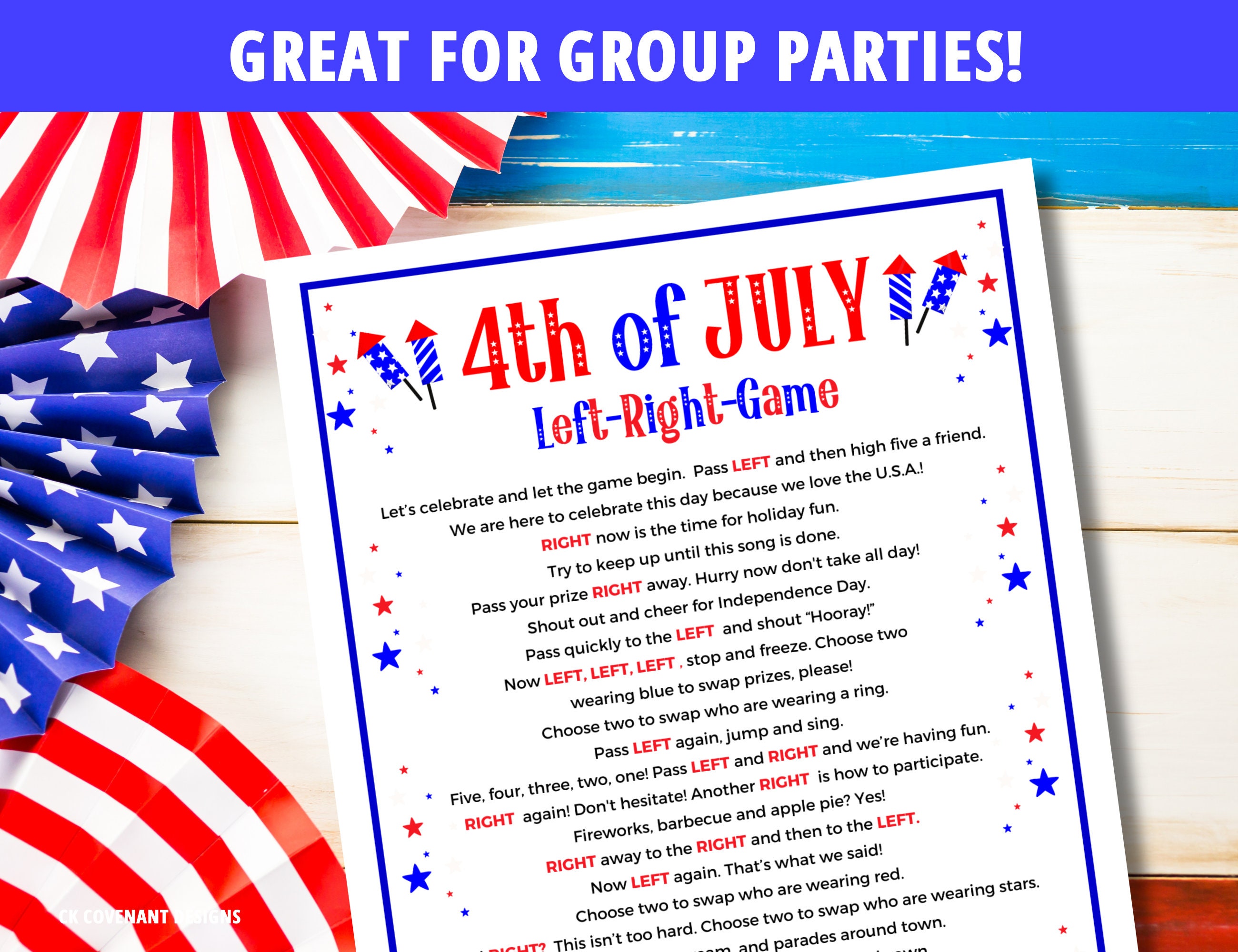 4th of July Party Game, Independence Day Left-right Poem, Left-right ...