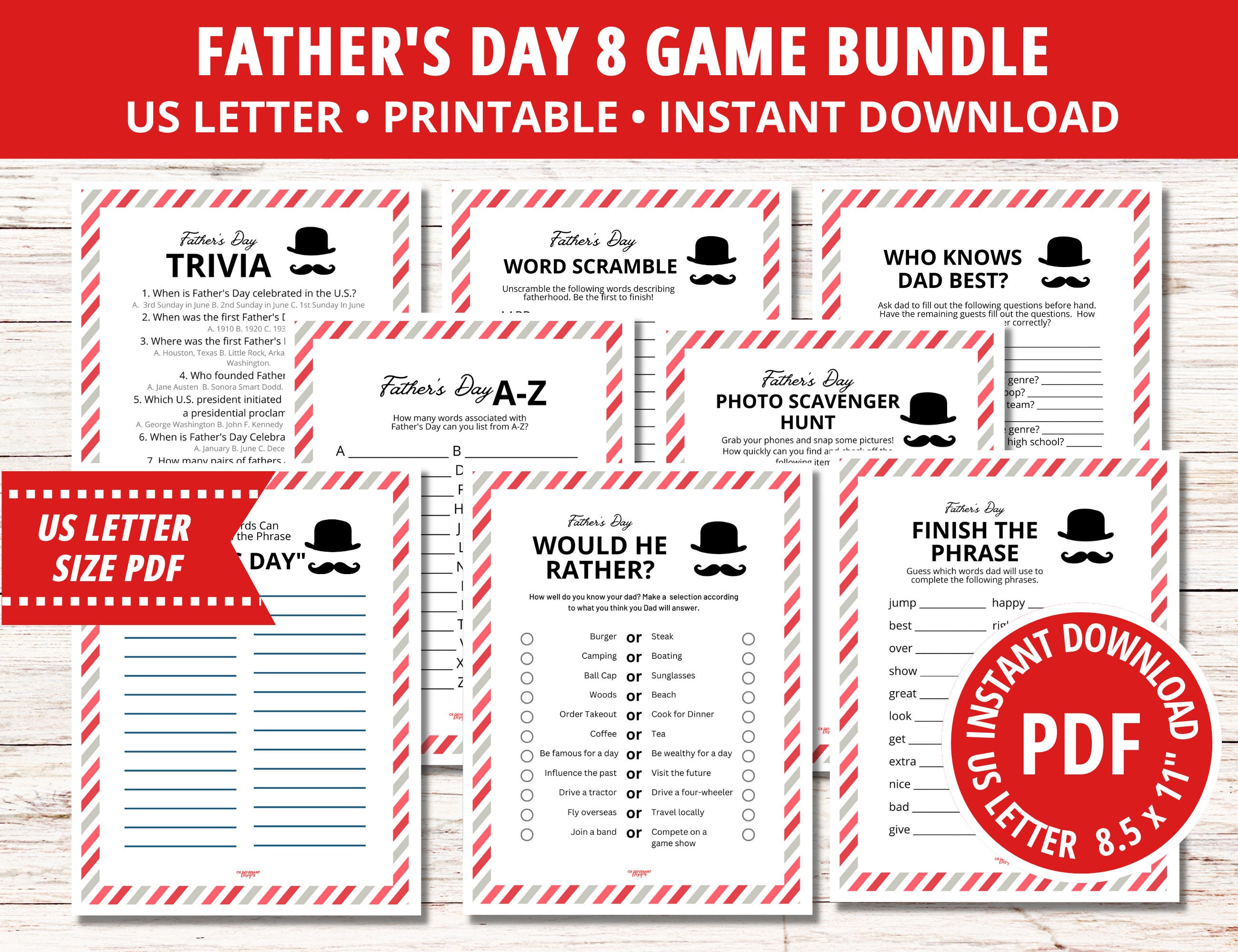 Printable Father's Day Game Bundle Family Game Night - Etsy
