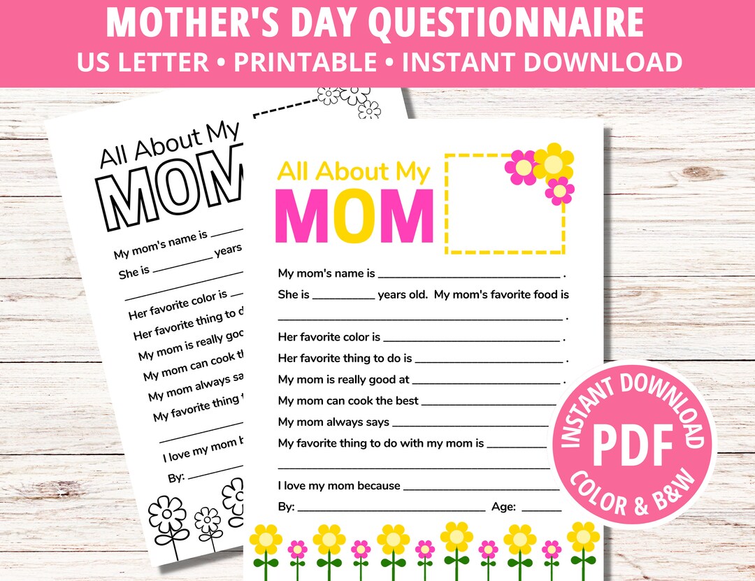 All About My Mom Mother's Day Activity, All About My Mom Kids Printable ...