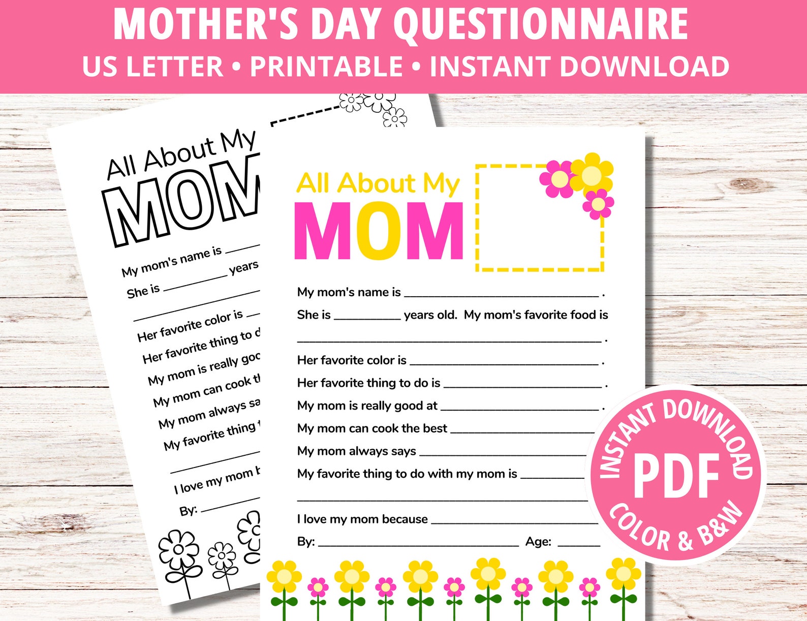 All About My Mom Mother's Day Activity, All About My Mom Kids Printable ...