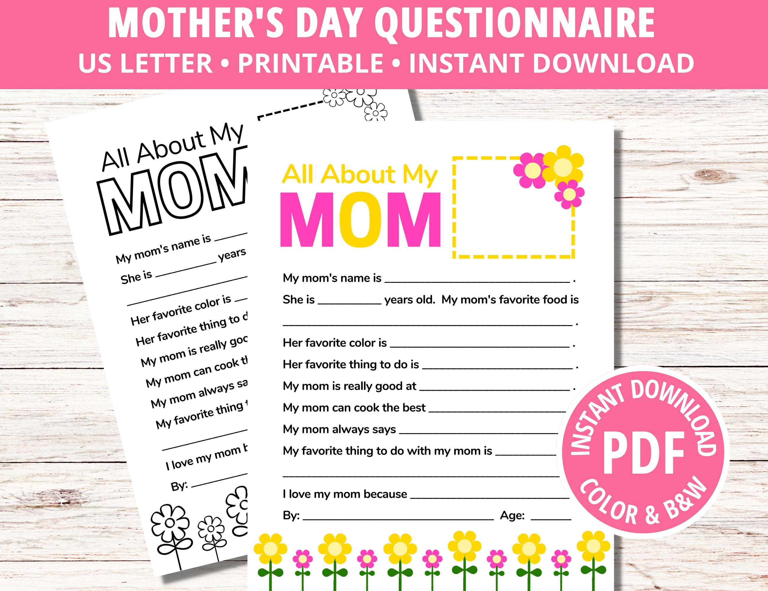 All About My Mom Mother's Day Activity, All About My Mom Kids Printable ...