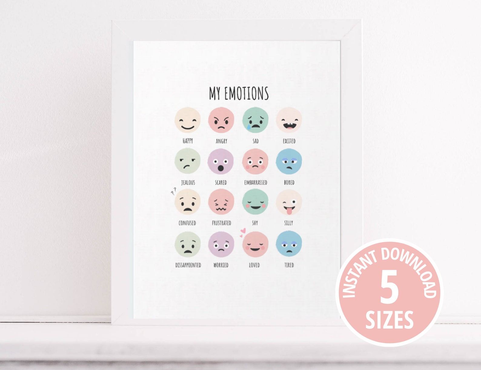 Feelings Chart, Mental Health Print, Pastel Classroom Decor ...