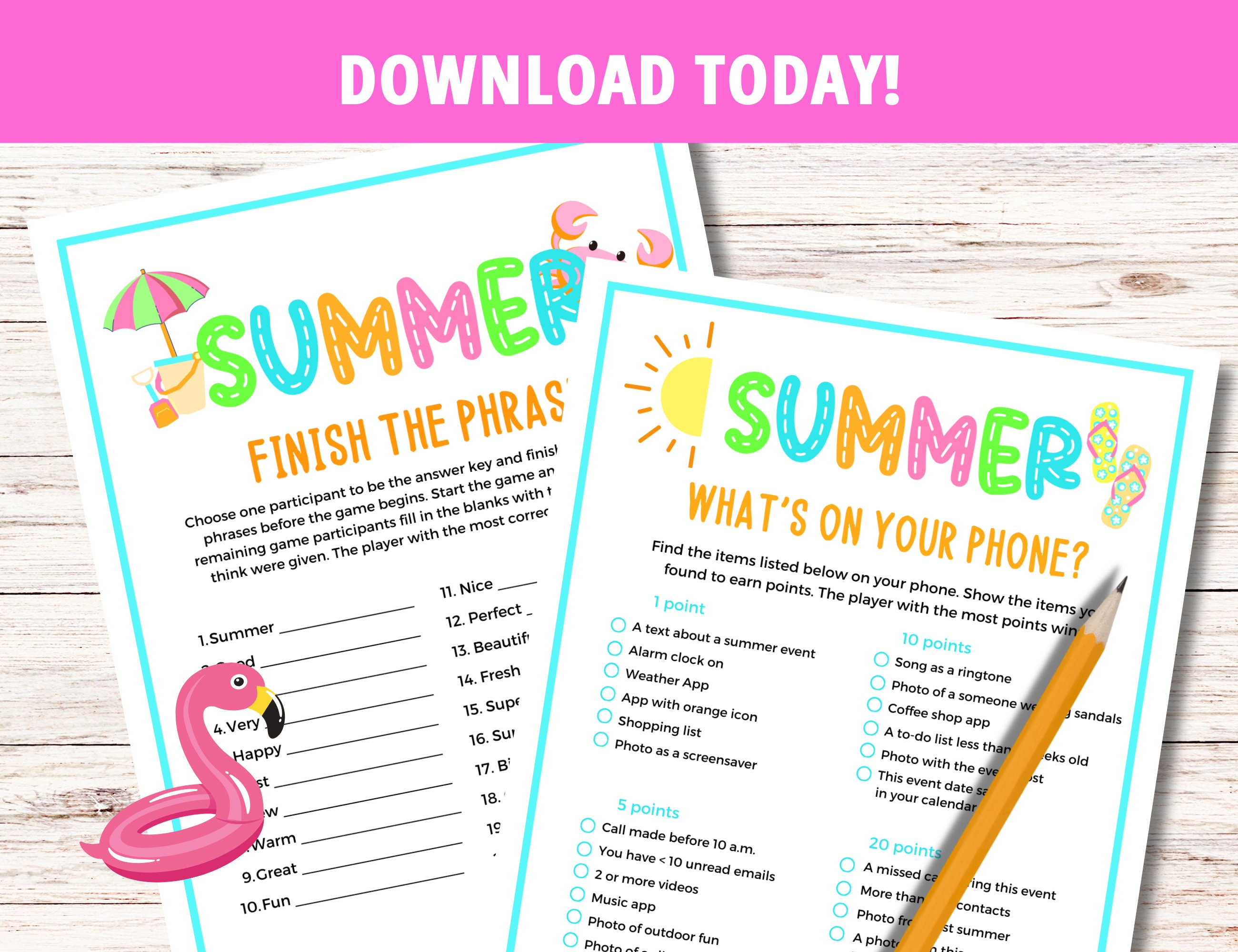 Summer Game Bundle, Summer Party Games, Summer Activities, Pool Party ...