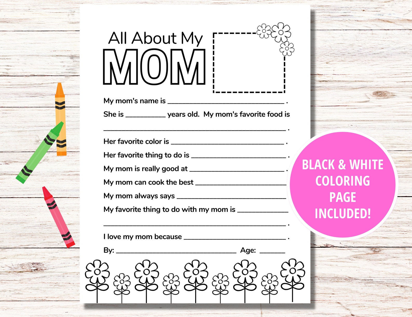 All About My Mom Mother's Day Questionnaire, Mother's Day Gift From ...