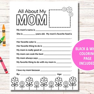 All About My Mom Mother's Day Questionnaire, Mother's Day Gift From ...