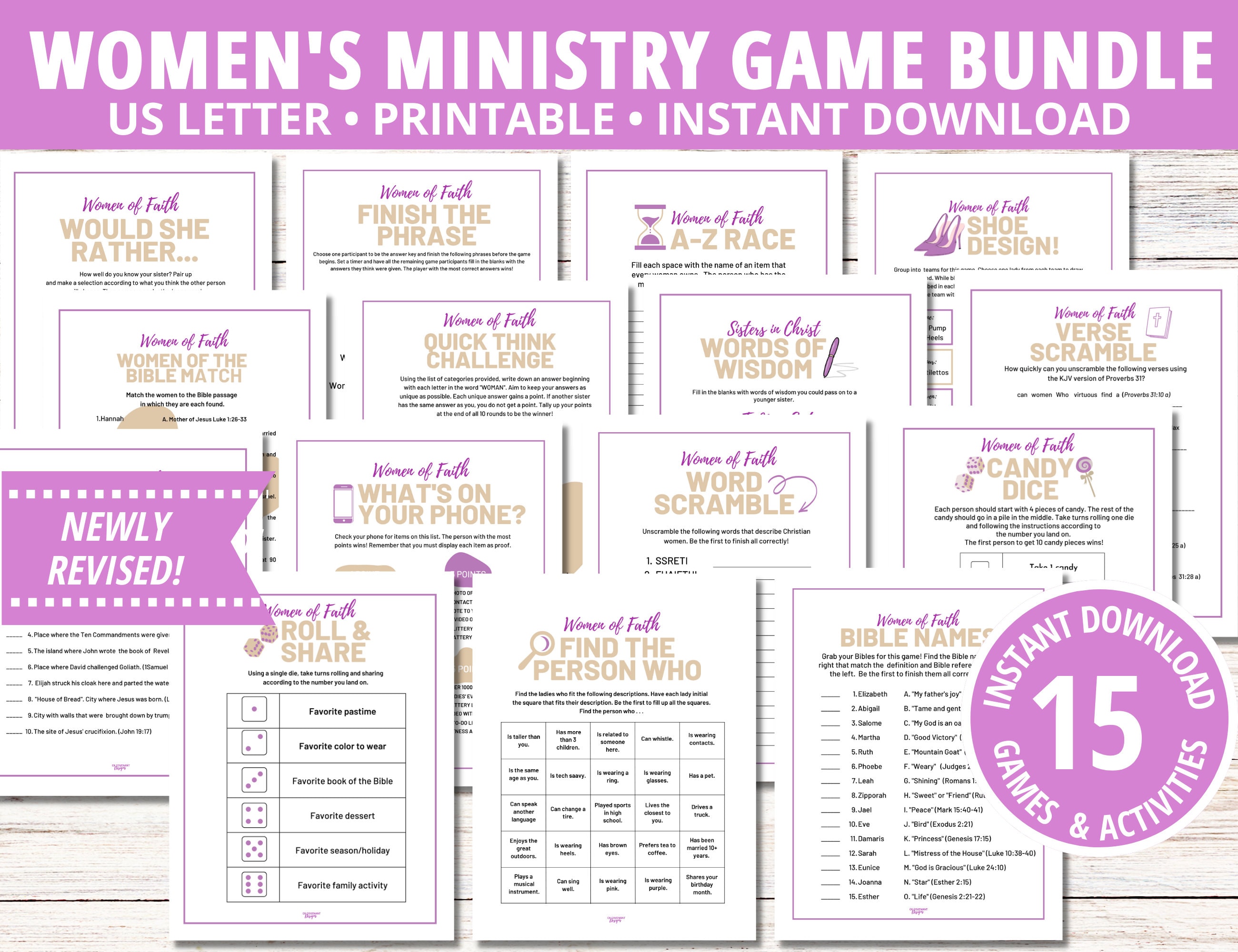 Women's Ministry Game Bundle, Bible Games, Find the Guest Bingo, Women ...