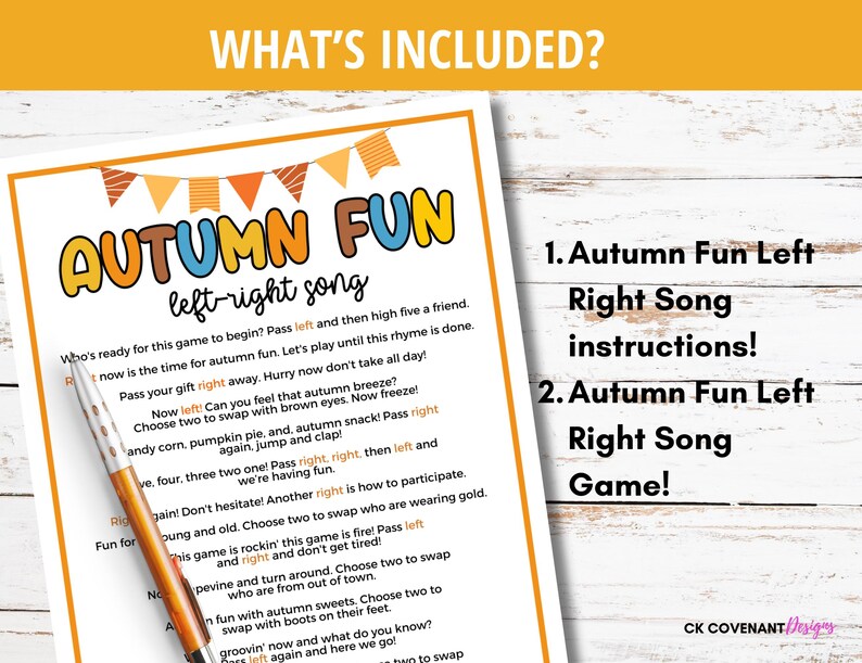 Fall Left Right Story, Left Right Song Pass the Gift Prize Exchange ...