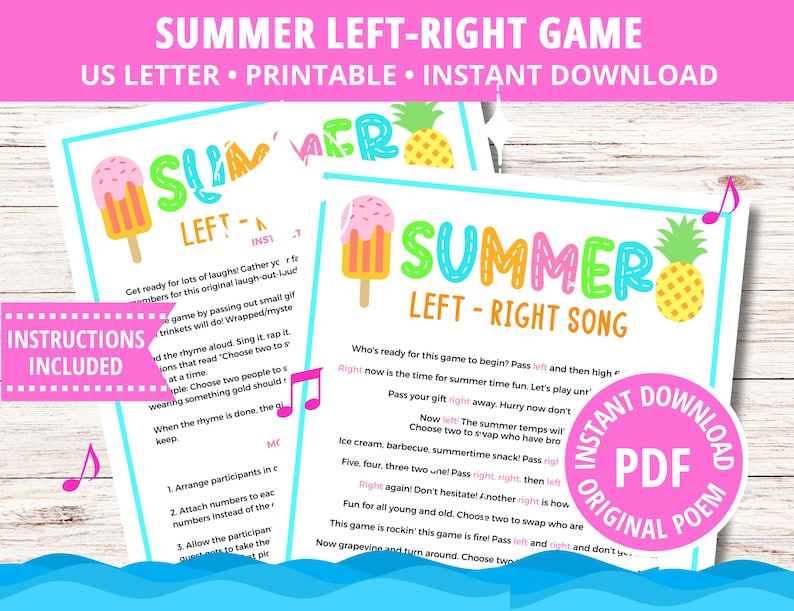 Left Right Game, Left Right Poem, Summer Family Reunion, Gift Exchange ...