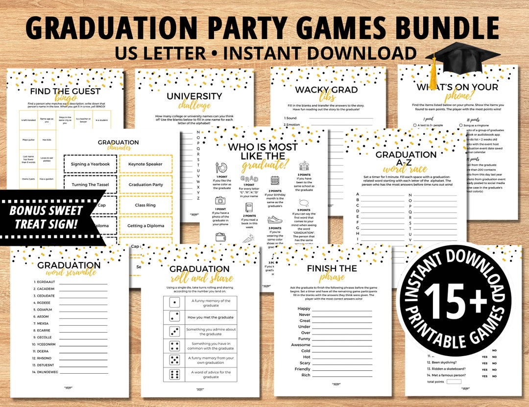 Graduation Games, Party Games, Graduation Game Bundle, Grad Party Games ...