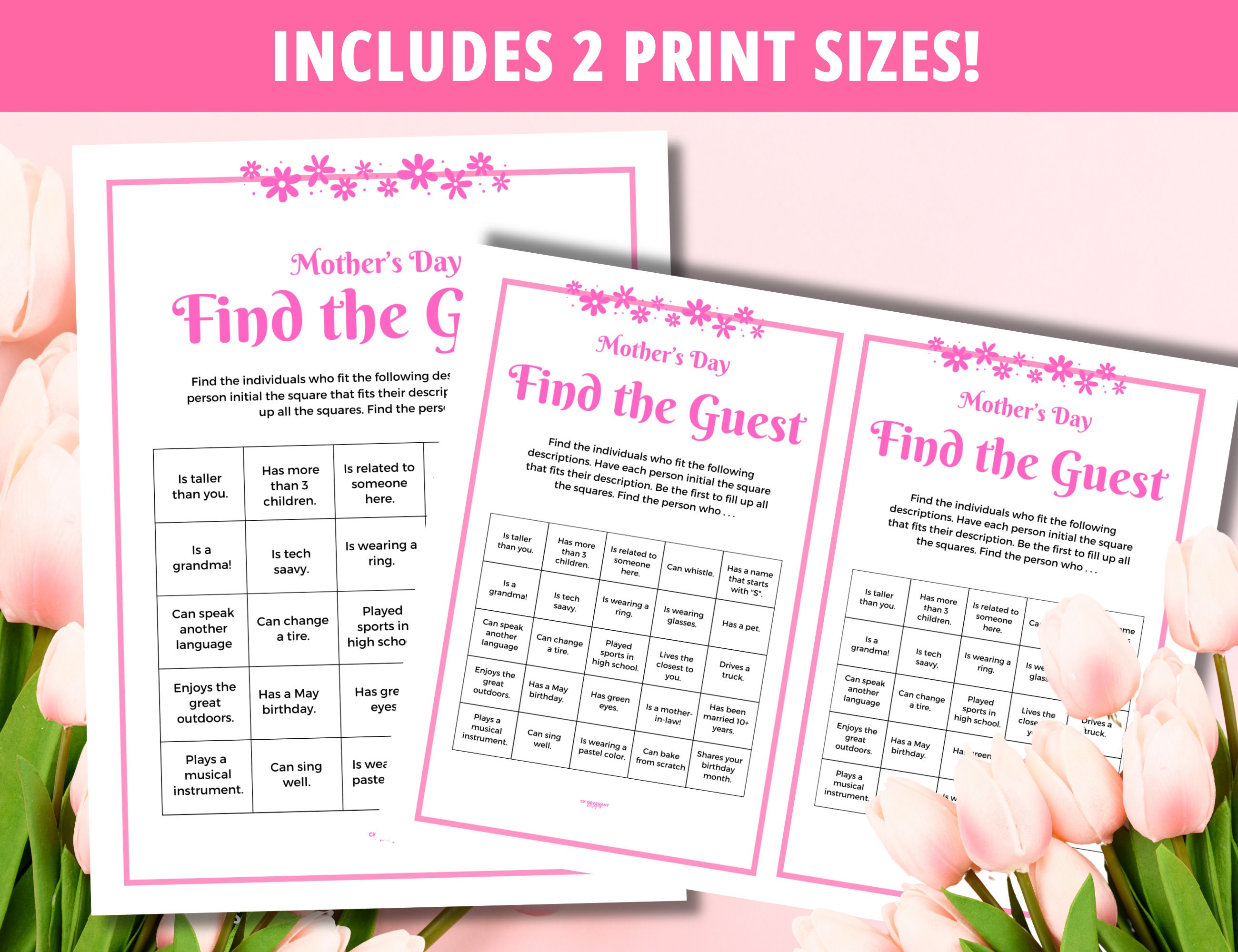 Mother’s Day Find the Guest Bingo Game, Mothers Day Games Bundle ...
