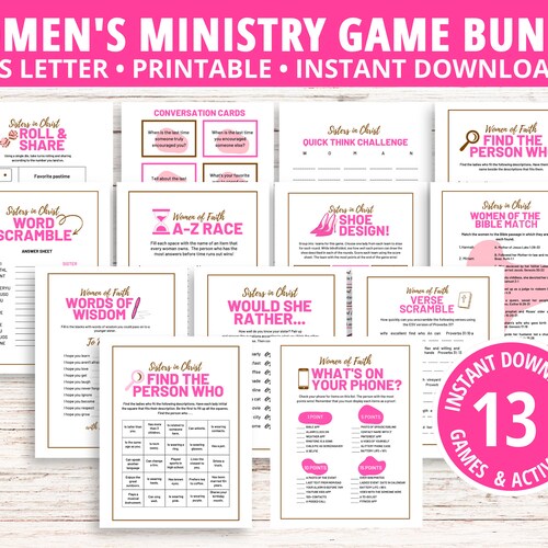 Women's Ministry Game Bundle Bible Games Find the Guest - Etsy