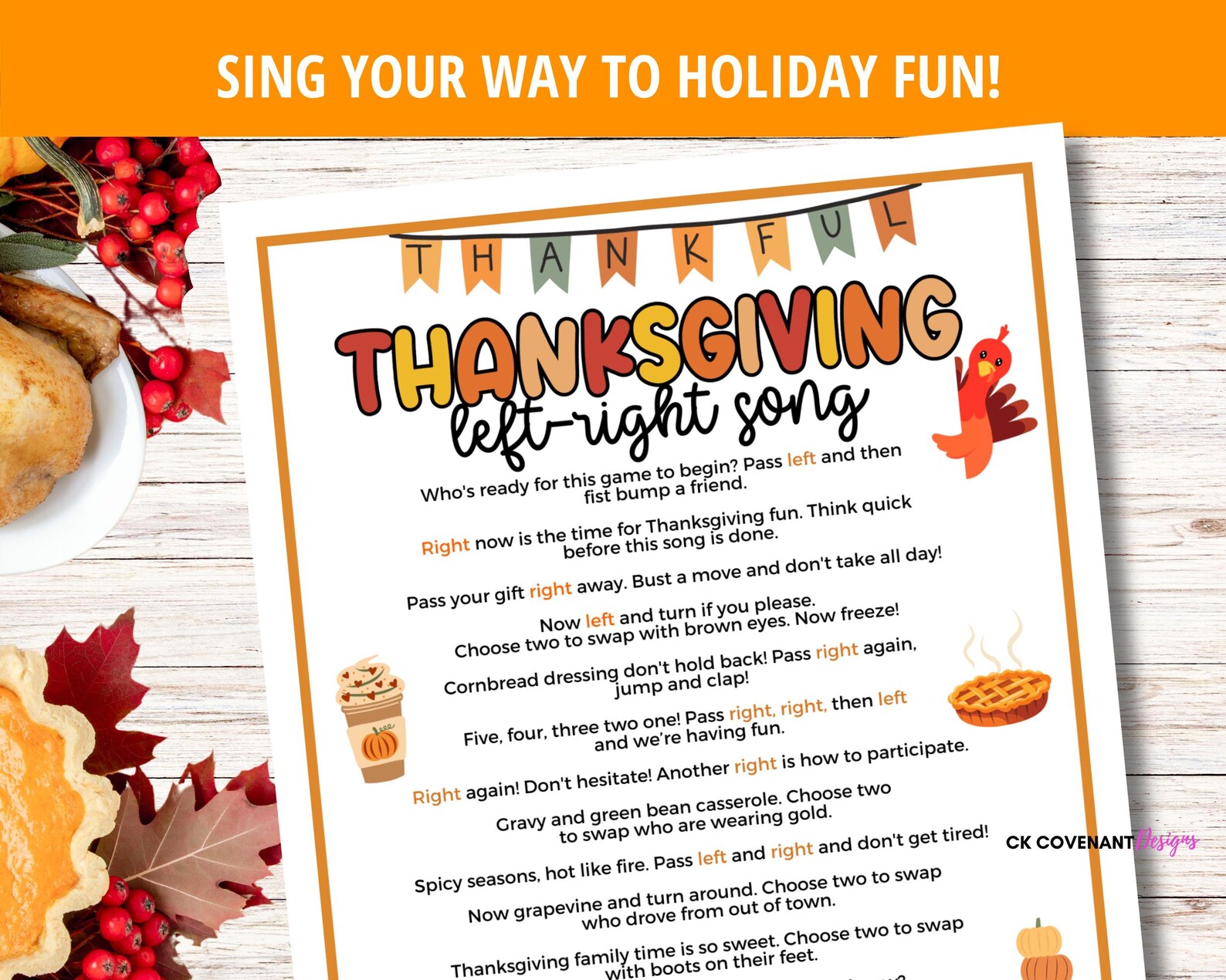 Thanksgiving Games Fun Left Right Game, Thanksgiving Party Games ...