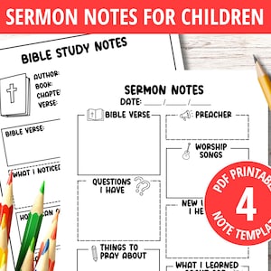 Sermon Notes for Children, Kids Sermon Notes, Sunday School, Kids ...