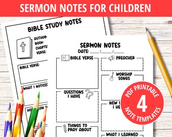 Kids' Sermon Notes Worksheet - Etsy