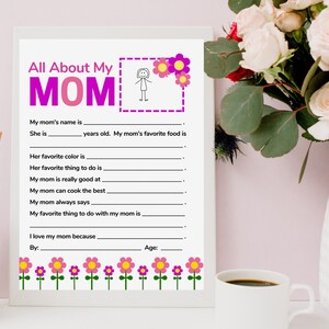 All About My Mom Mother's Day Questionnaire, Mother's Day Gift From ...