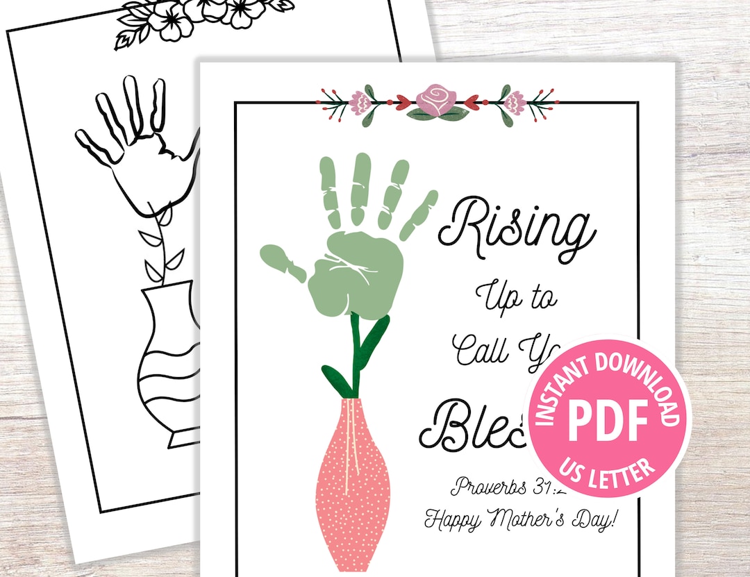 Handprint Flower, Mother's Day Gift, Sunday School, Gift for Christian ...