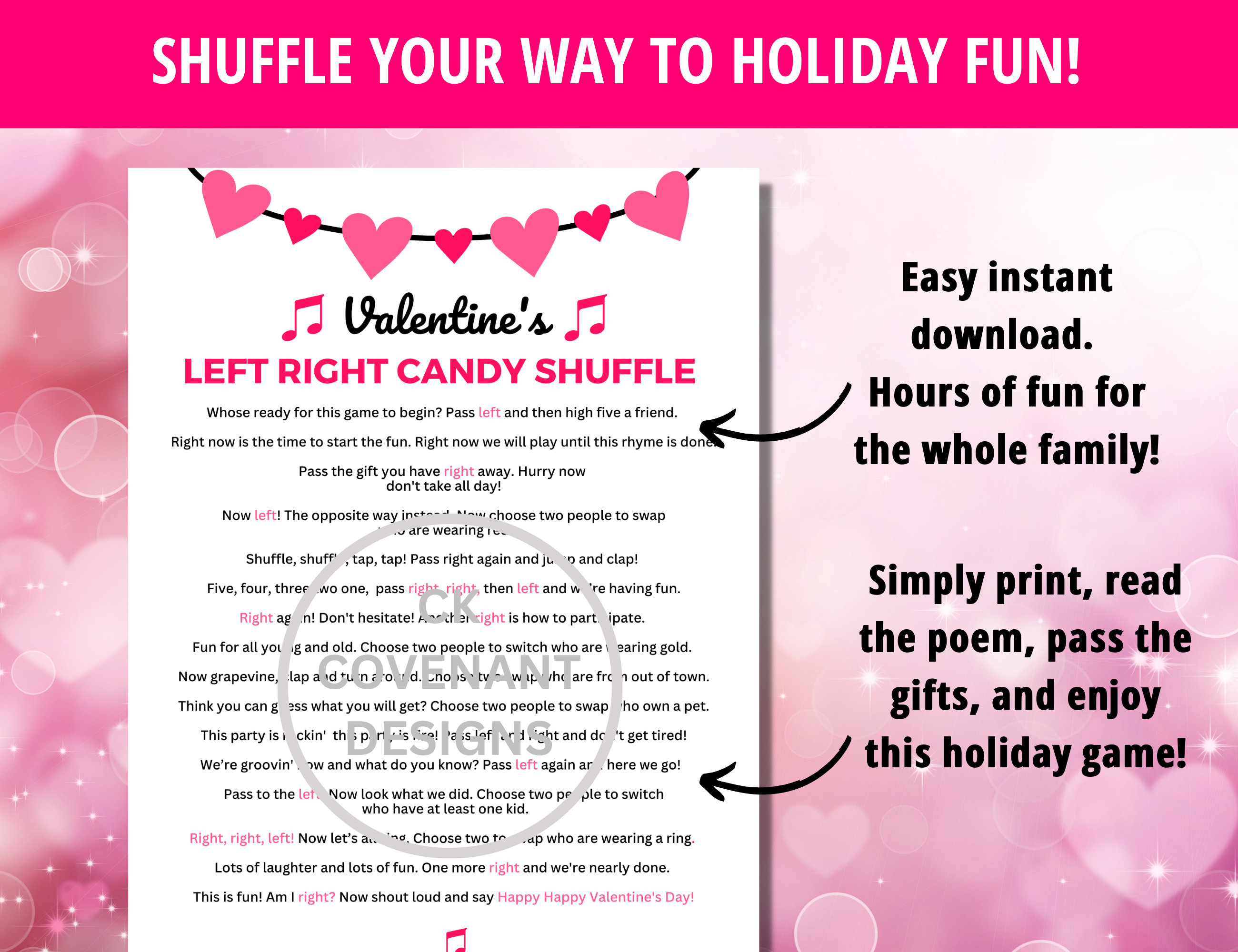 Left-right Game, Valentines Day Party, Valentines Party Games, Pass the ...