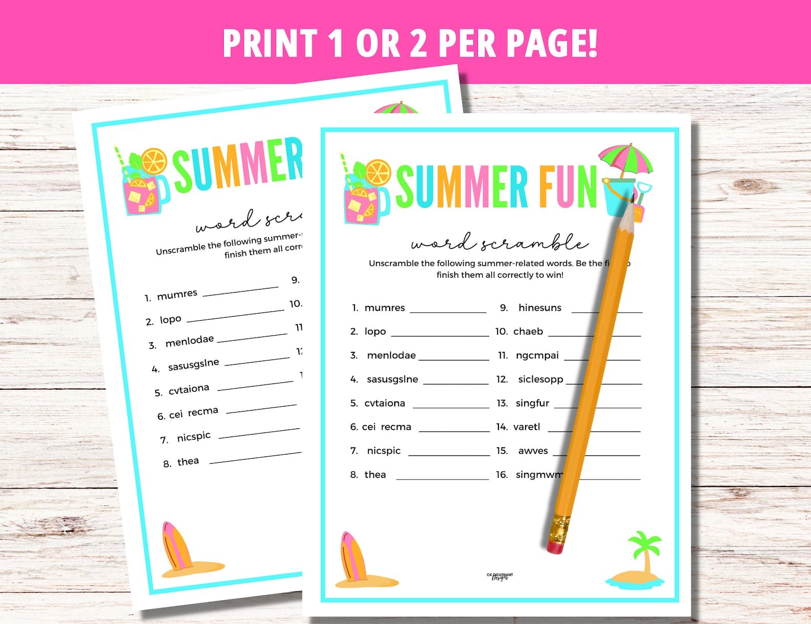 Summer Word Scramble Game, Party Games, Printable Summer Games for ...