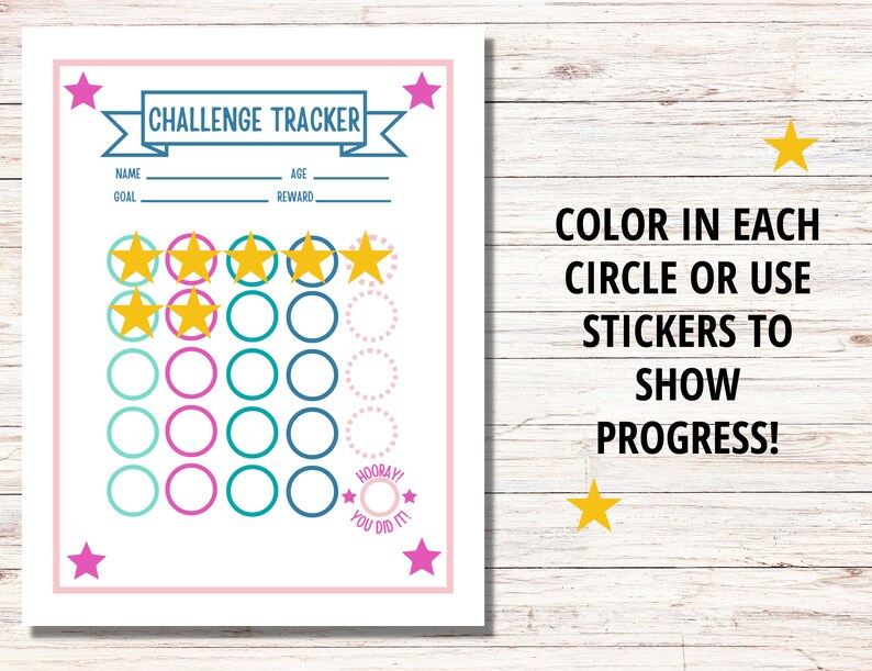 PRINTABLE, Challenge Tracker for Kids, Goal Tracker, Sticker Chart ...