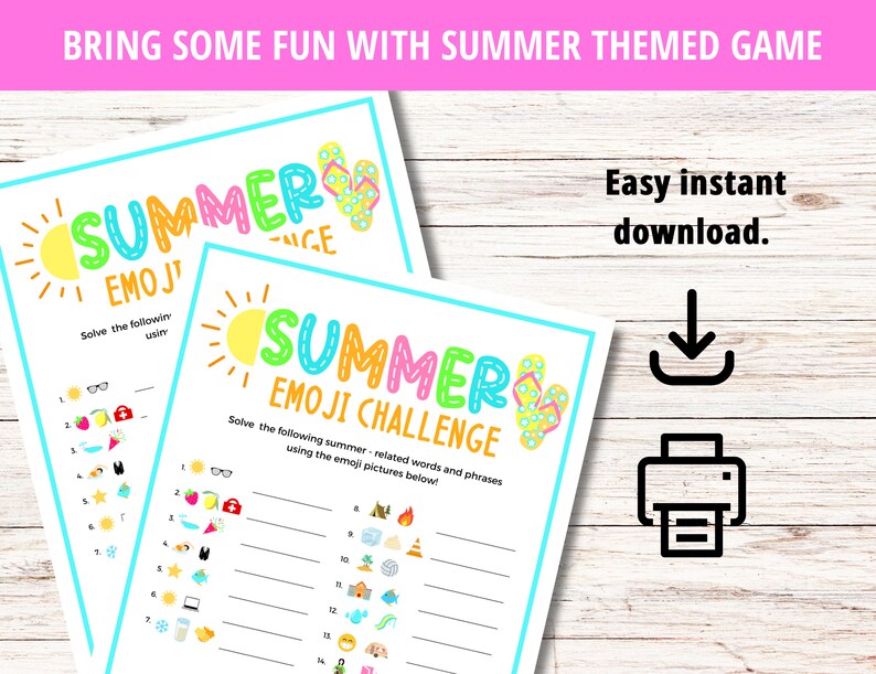 Emoji Pictionary Game. Emoji Game, Emoji Challenge, Summer Games for ...