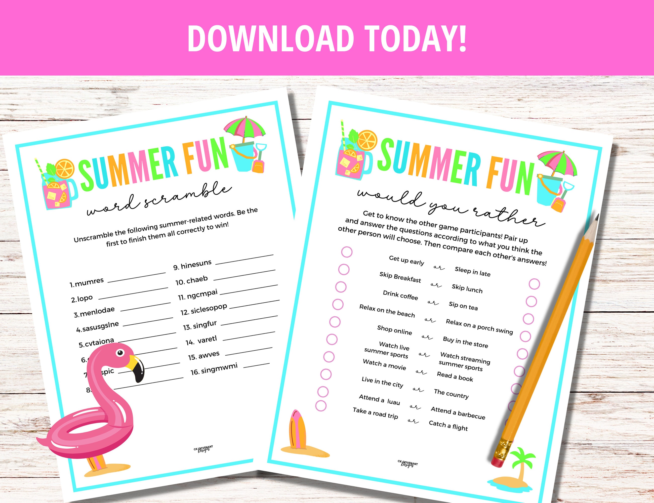 Summer Game Bundle, Summer Party Games, Summer Activities, Pool Party ...