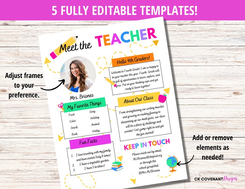 Meet the Teacher, Teacher Template, Editable Meet the Teacher Template ...