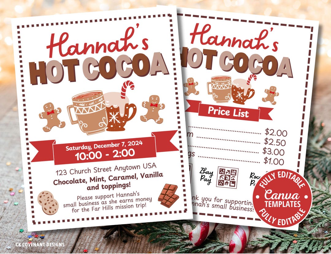 Hot Cocoa Flyer Template, Editable Hot Cocoa Bar Flyer Template, Hot ...