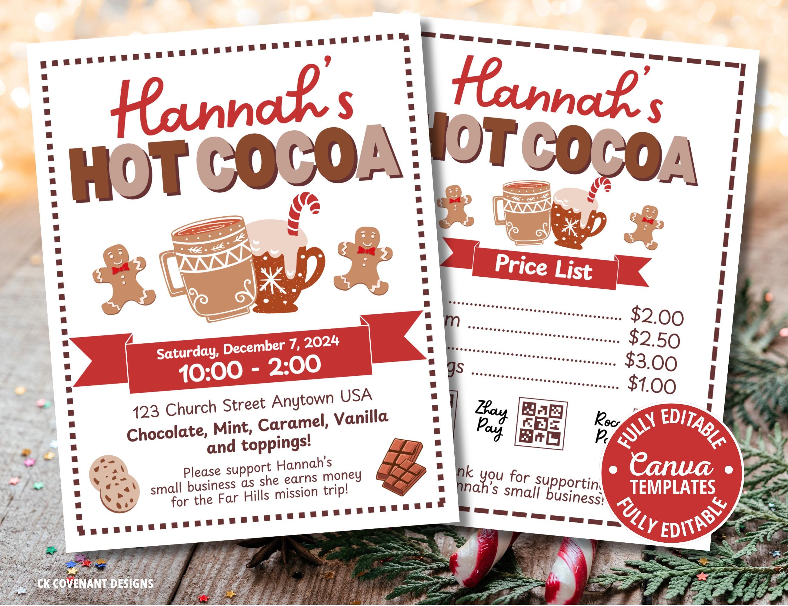 Hot Cocoa Flyer Template, Editable Hot Cocoa Bar Flyer Template, Hot ...